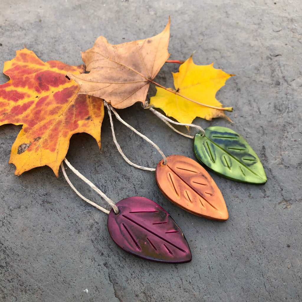 Autumn Leaf Ornaments, Rustic Fall Décor or Christmas Tree Decoration